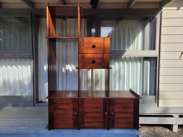 Timber slatted tiered wall unit - Cabinets in Cowes VIC | Gumtree Australia