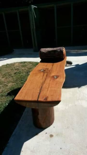 Log Wood Timber Wide Seat Lie Down Bench Hardwood - Other Home & Garden ...