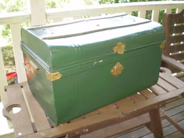 Vintage metal trunk ship style or railway trunk 1960s style ...