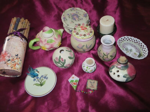 a collection of dainty items for a girl's dressing table ...