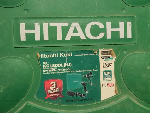 Hitachi kit 1x cordless hammer driver drill & impact driver 4 batt ...