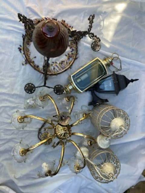 Mix Lot 6x Retro Vintage Elect Light Fittings Chandeliers Lanterns ...