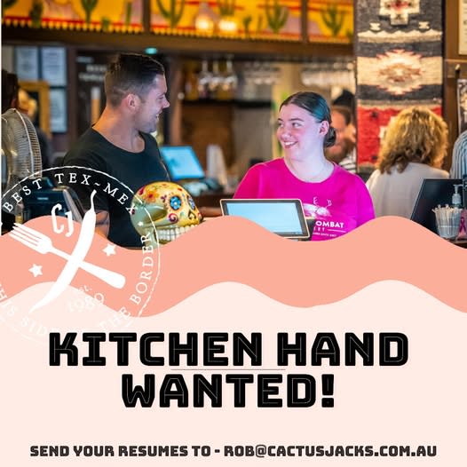 Kitchen Hand Wanted(TOWNSVILLE)(Cactus Jack’s ) | Kitchen & Sandwich ...