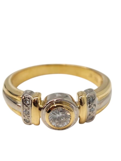 18ct Yellow And White Gold Ladies Diamond Ring Size P 0.33ct TDW ...