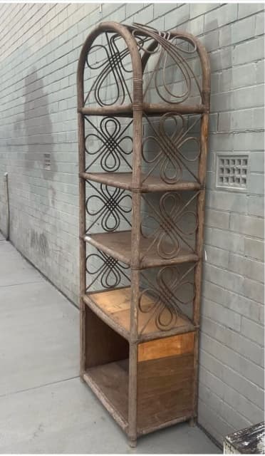 rustic 120cm Bamboo Cane Bookshelves Arched Hutch | Bookcases & Shelves ...