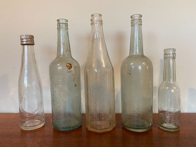 5 VINTAGE CONDIMENT/SAUCE BOTTLES- PICK-ME-UP, AUNT MARYS, GOULBURN ...