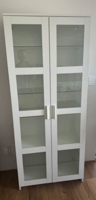 IKEA BRIMNES White Storage combination with glass doors, white ...
