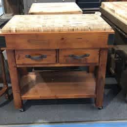 New Large chopping block Mobile kitchen island bench butchers timber ...