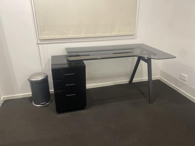 Black glass study desk - Desks in Wyndham Vale VIC | Gumtree Australia