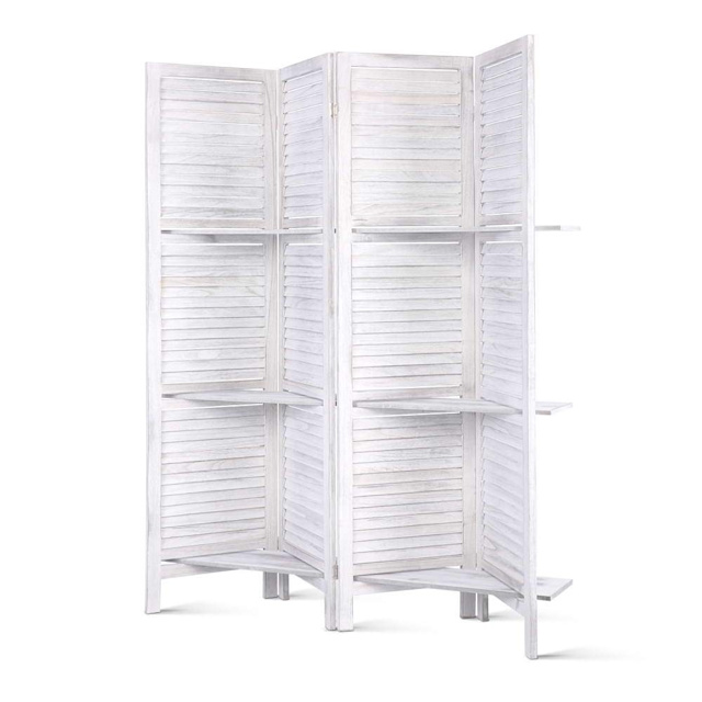Room Divider, 4Panel Privacy Screen, Foldable Partition, White - Other ...