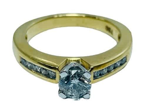 18ct Yellow Gold Ladies Diamond Ring Size G 032400204122 - Women's ...
