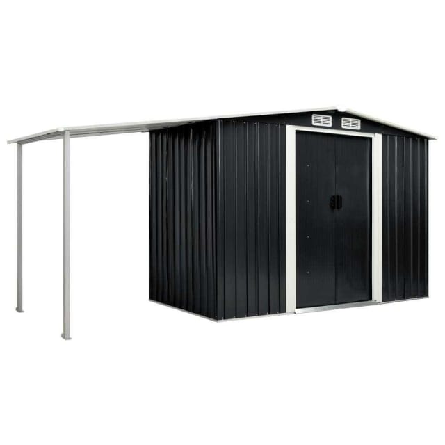 Garden Shed with Sliding Doors Anthracite 386x131x178 cm Steel ...
