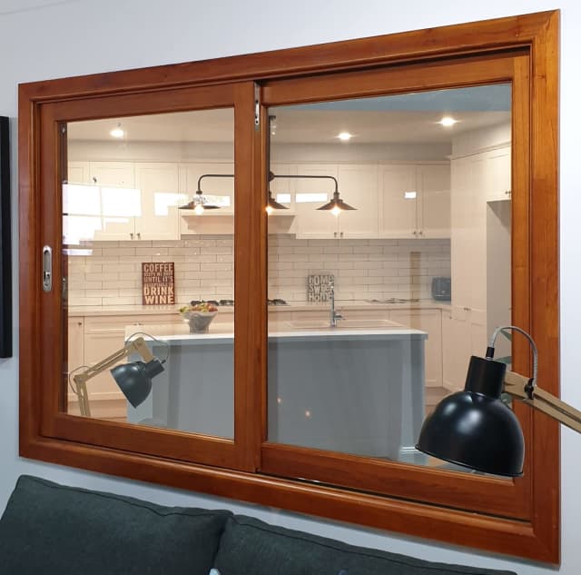 Cedar Timber 2 Panel Sliding Window w/screen - Multiple Orientations ...