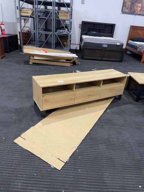 WOODEN DESIGN MURRAY TV UNIT WITH 3 SPACIOUS DRAWERS & OPEN SHELVES ...