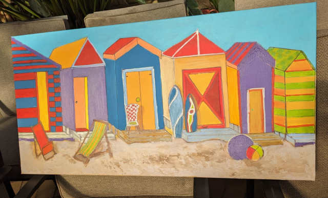 Original oil painting of colourful beach huts - Art in Berwick VIC ...