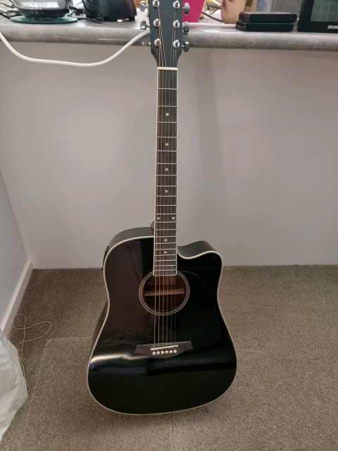 Black steel string acoustic guitar with accessories - Guitars & Amps in ...