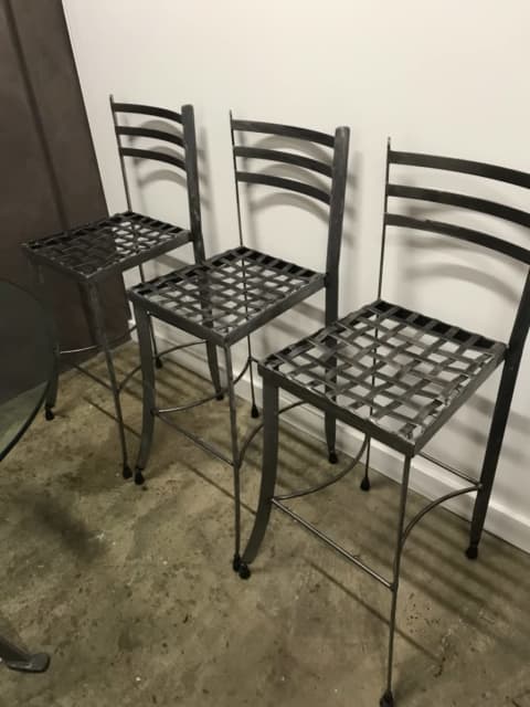 Hand Made Clear Powder Coated Wrought Iron Bar Stools | Stools & Bar ...