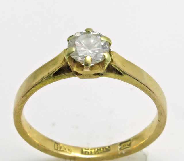 Vintage 22ct Gold Diamond Solitaire Ring. H4251. - Women's Jewellery in ...