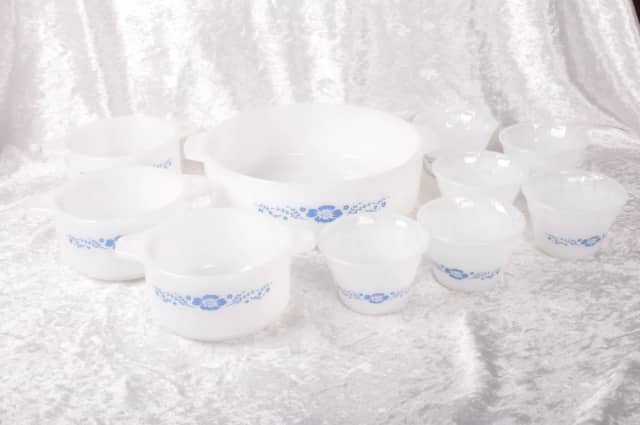 10 pcs vintage Termocrisa pyrex blue milk glass ramekin casserole ...