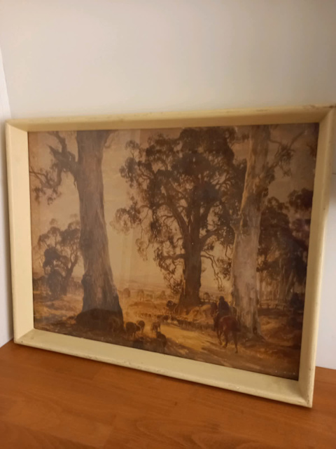 Vintage print Droving into the Light by Sir Hans Heysen - Art in Lakes ...