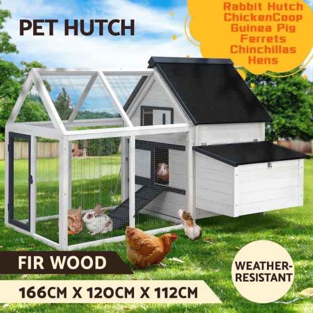 Chicken Coop Rabbit Hutch Large House Run XL Pet Hutch Bunny Wooden ...