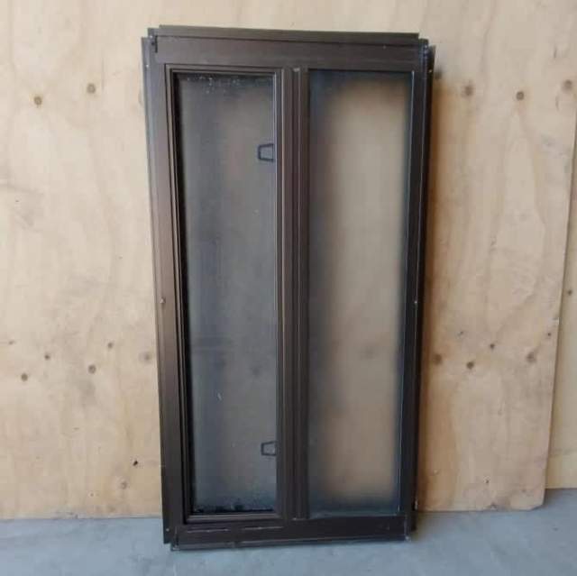 865mm High x 435mm Wide - Bronze Aluminium Framed Sliding Window ...