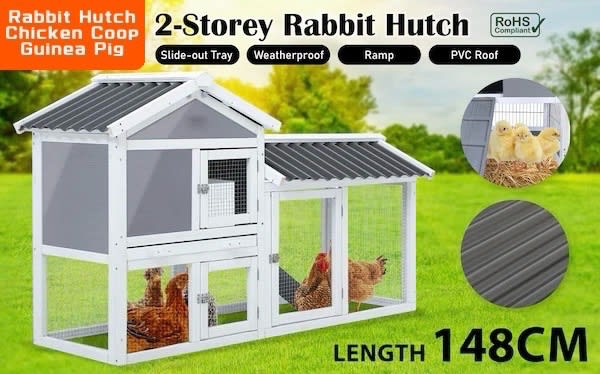 Rabbit Hutch Chicks Coop Hutches Large Run Wooden Cage House Outdoor ...