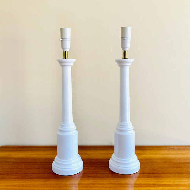 Pair of Tall Classic Modern White Lamp Bases - Table & Desk Lamps in ...