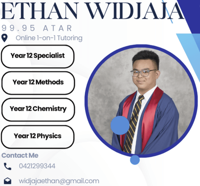 99.95 ATAR WACE Tutor - Methods, Spec, Chemistry, Physics | HSC, University & School Tutoring ...
