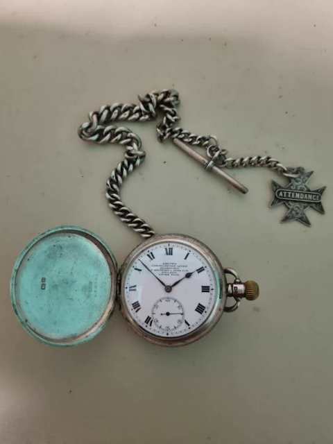 ANTIQUE SWISS SHEPPO CHRONOMETER LEVER POCKET WATCH SILVER CHAIN FOB ...