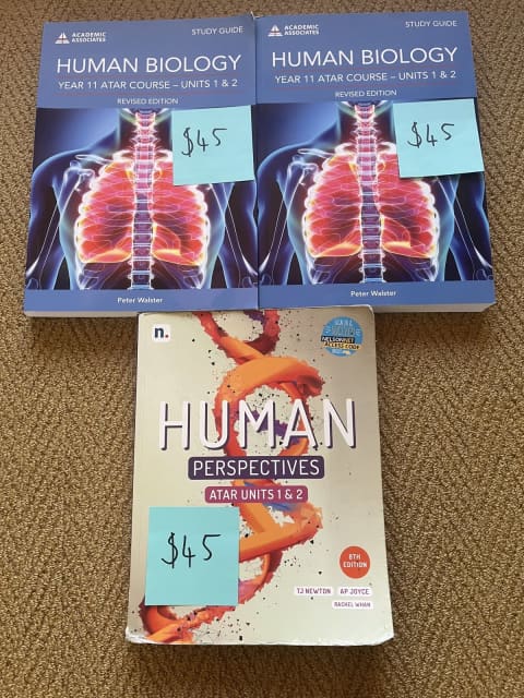 Year 11 ATAR Human Biology textbook and two identical study guides ...
