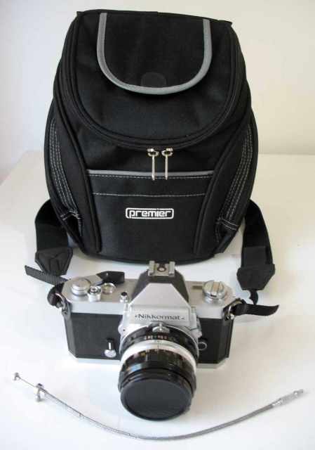 Nikomat NIKKORMAT 35mm SLR Camera, Shutter Cable & Camera Bag Backpack ...