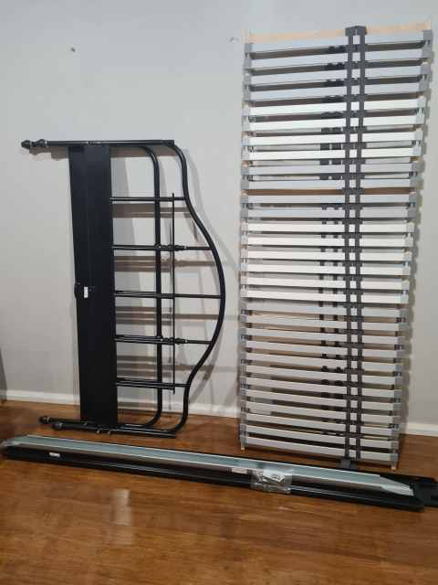 IKEA Queen Sized Bed Black Metal Frame - SAGSTUA (LONSET slats) - Beds ...