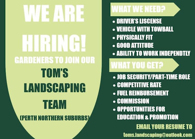 Landscaper Jobs Available Perth(PERTH)(Toms Landscaping) | Gardening ...
