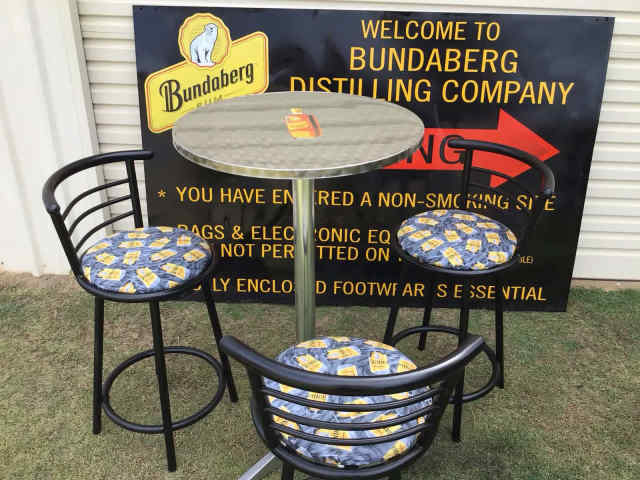 GENUINE Bundaberg Rum Distillery Sign with Bar Table and 3 Stools ...