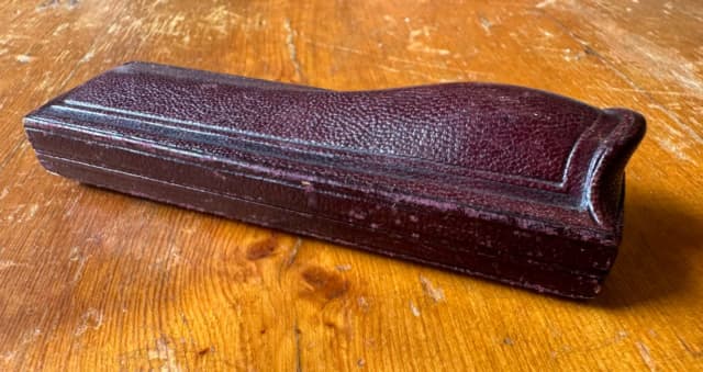 VICTORIAN COFFIN SHAPED DOME STICK PIN DISPLAY BOX with MAKERS NAME ...