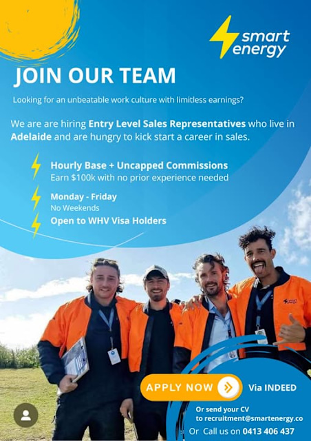 Entry Level Sales Representative(ADELAIDE)(SMART ENERGY) | Sales ...