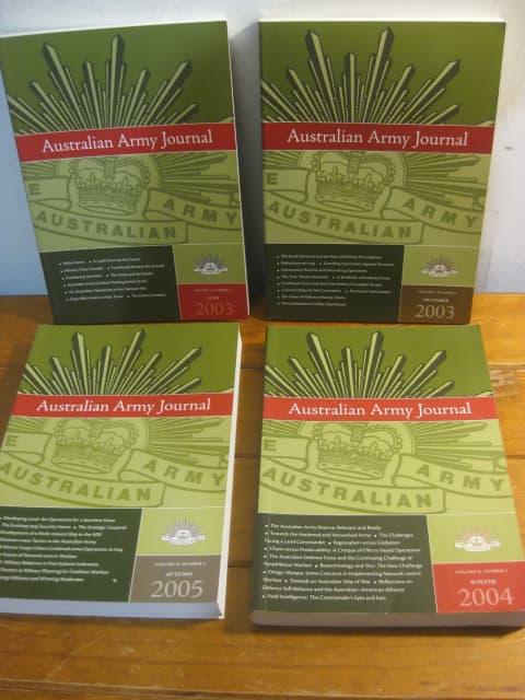 4 x AUSTRALIAN ARMY JOURNAL FOR THE PROFESSION OF ARMS (2003 - 2005 ...