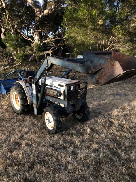 Compact tractor Satoh Beaver Mitsubishi front loader and rear tiller ...