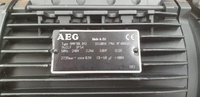 Electric motor AEG /Lafert 2.2kw 240v single phase 2 pole flange mount ...