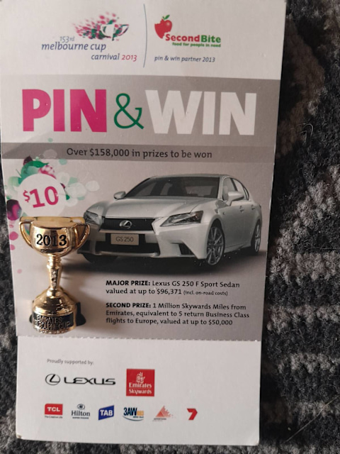 Melbourne Cup Pin 2013 $10 Version Horse Racing Memorabilia | Other ...