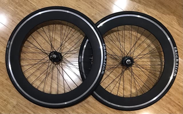 Chappelli el toro deep section fixie wheelset w/ WTB thickslick tyres | Bicycle Parts and ...