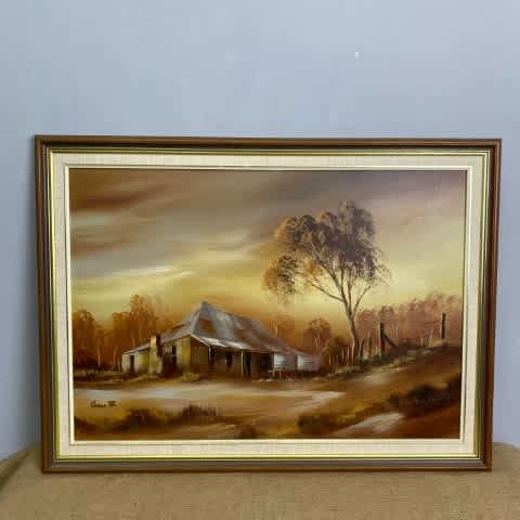 Vintage Oil Painting of Outback Cottage - Art in East Gosford NSW ...