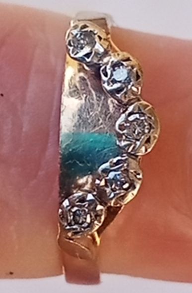 Vintage 9 ct solid yellow Gold 5 diamond eternity ring - Antiques in ...