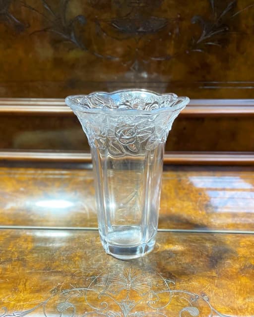 Vintage Clear Glass Rose Pattern Decorative Vase - Vases & Bowls in ...