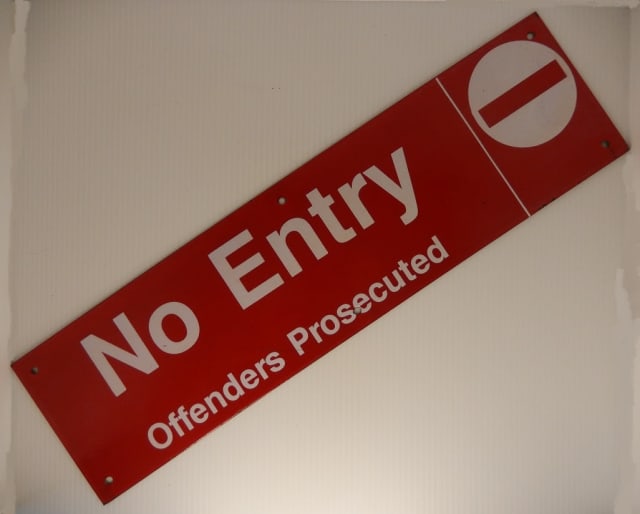 Vintage 20th Century NO ENTRY Offenders Prosecuted enamel steel sign ...