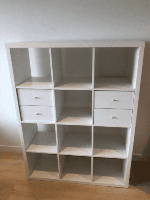 3x4 Shelving Unit, Bookshelf White with 2 Drawers Inserts, 112x147 cm ...