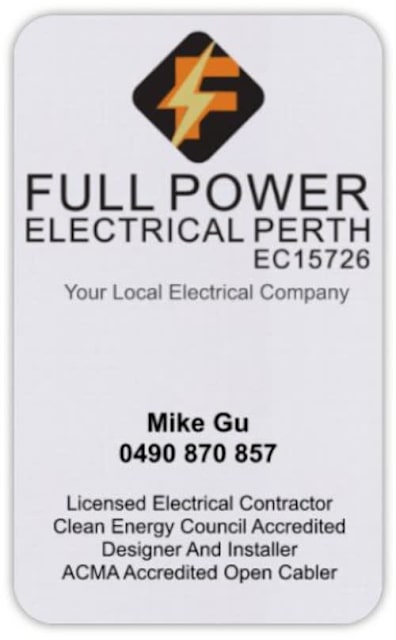 YOUR LOCAL ELECTRICIAN. Full Power Electrical Perth EC15726 ...
