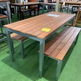 Merbau Table 2 Bench Seats 3 Piece Setting Beer Garden Courtyard ...