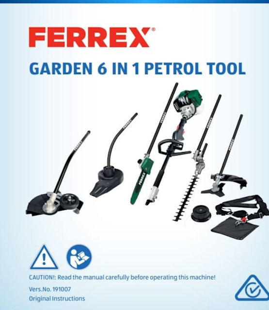 FERREX 2 Stroke Petrol 6-in-1 Multi Garden Tool - Garden Tools in ...